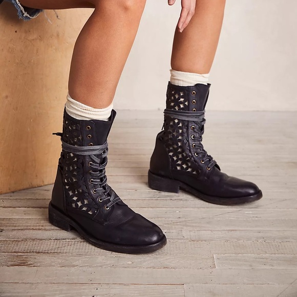 Free People | Shoes | New Free People Flower Power Cut Out Black ...